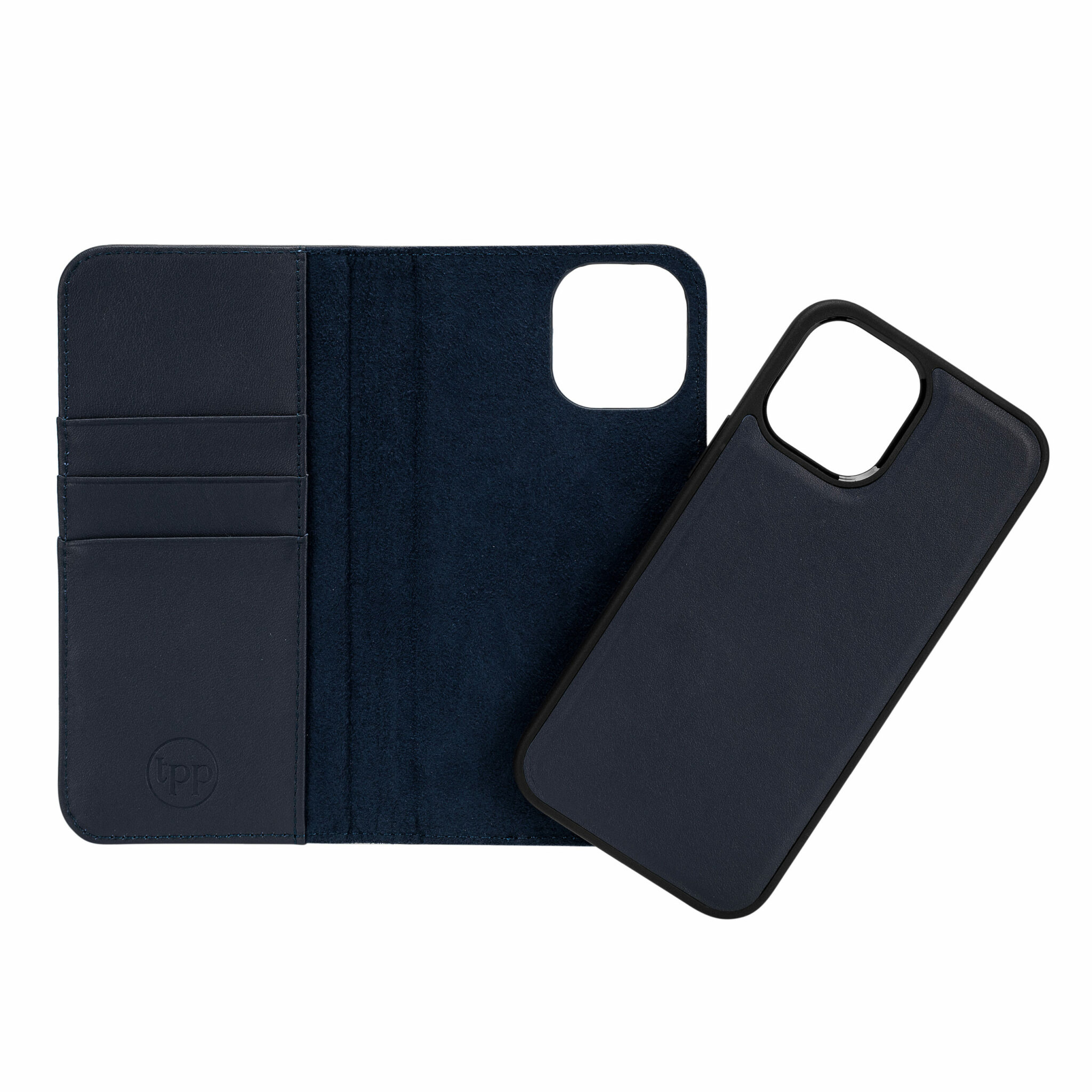 iPhone 12 Leather Wallet Case- Blue - Fone Express