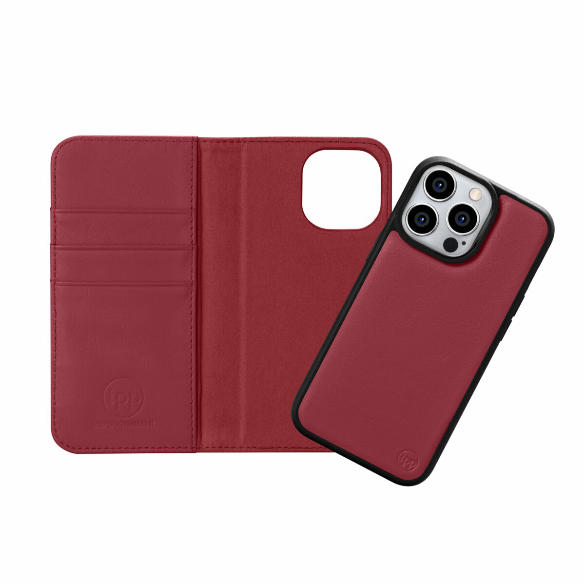 iPhone 14 Pro Max Leather Wallet Case- Red - Fone Express